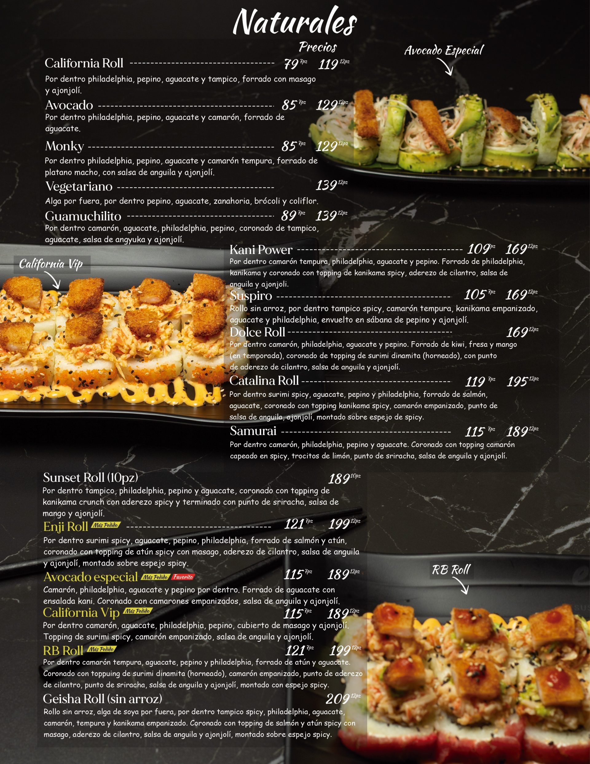 Menú sucursal - Enji